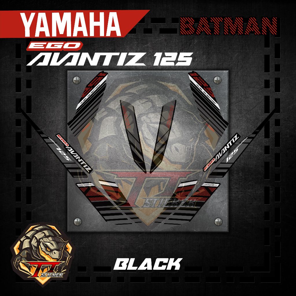YAMAHA EGO AVANTIZ 125 BATMAN PURBA CUSTOM BODY STICKER STRIPE ( READY ...
