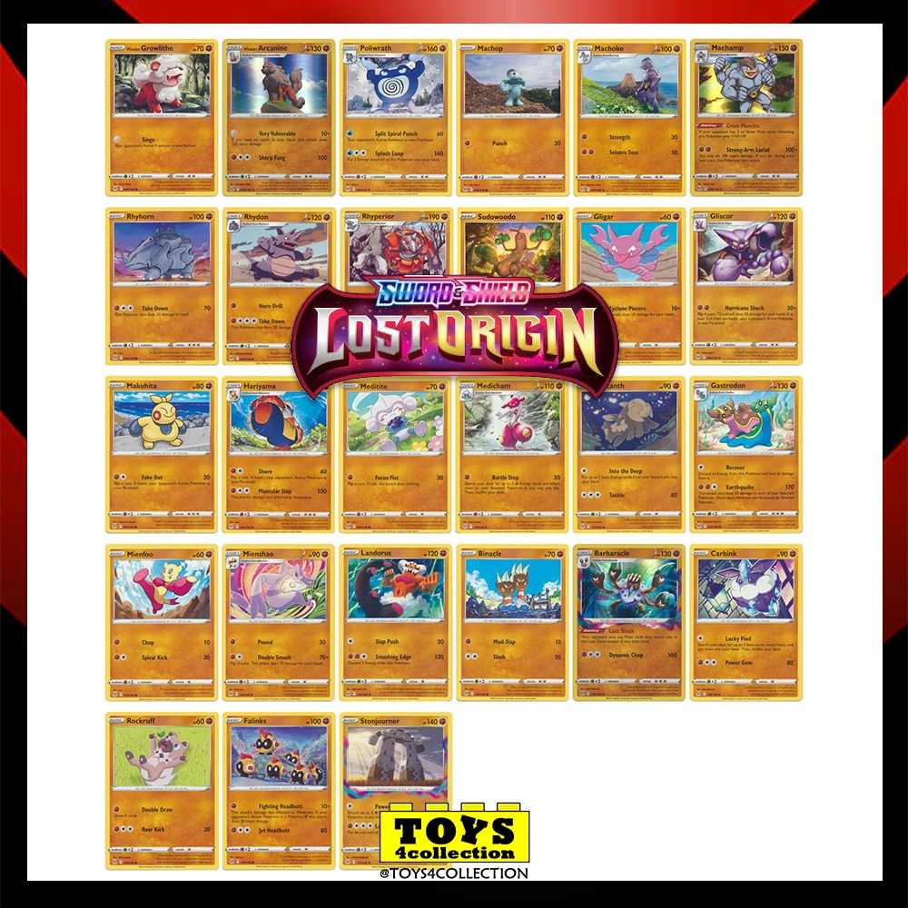 Pokemon PTCG Lost Origin (Fighting) Common Uncommon Rare Reverse Holo ...