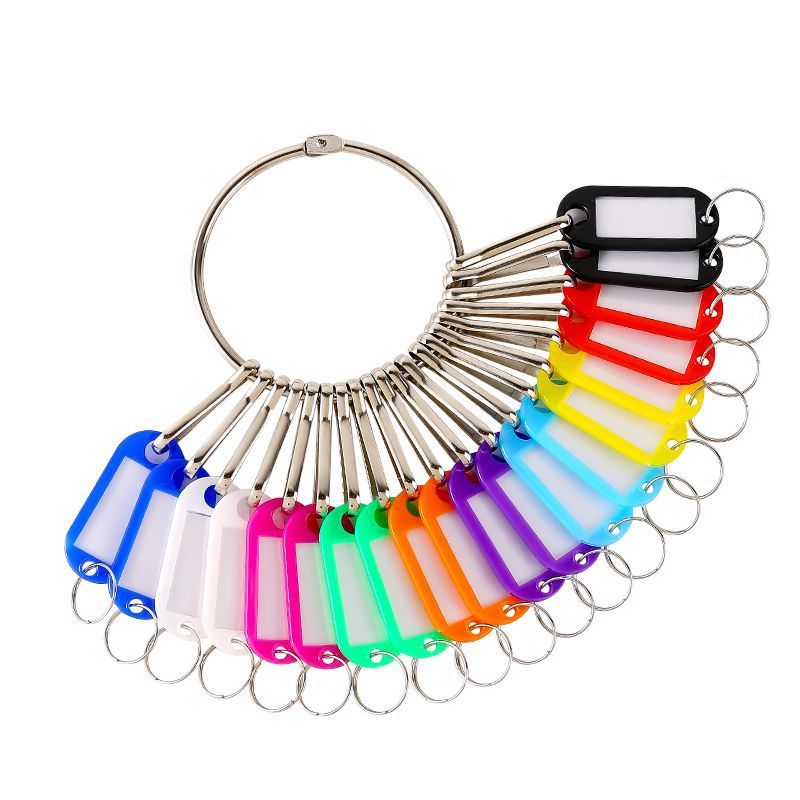 40 Pcs Key Tags Key Plates with Ring Holder Metal Split Rings Key ...