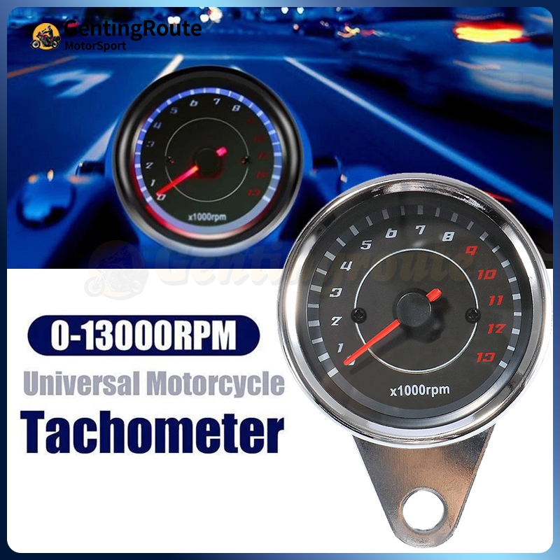 MOTORCYCLE 12V TACHOMETER METER LED SPEEDOMETER BACKLIGHT 13K RPM SHIFT ...