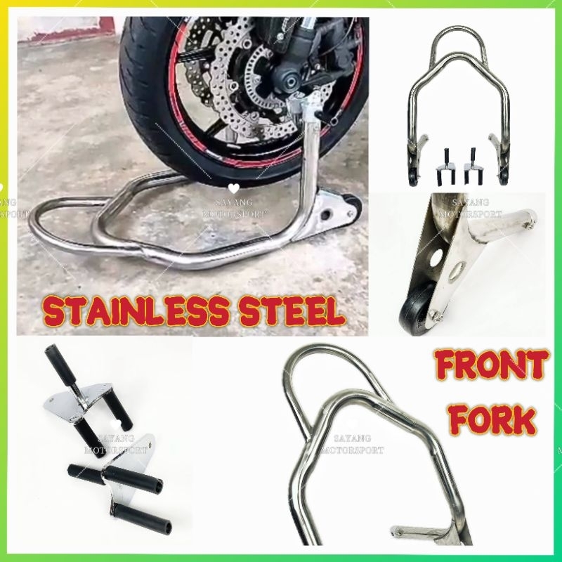 PADDOCK STAND STAINLESS STEEL FRONT FORK STEERING HEAVY DUTY BOBBIN ...