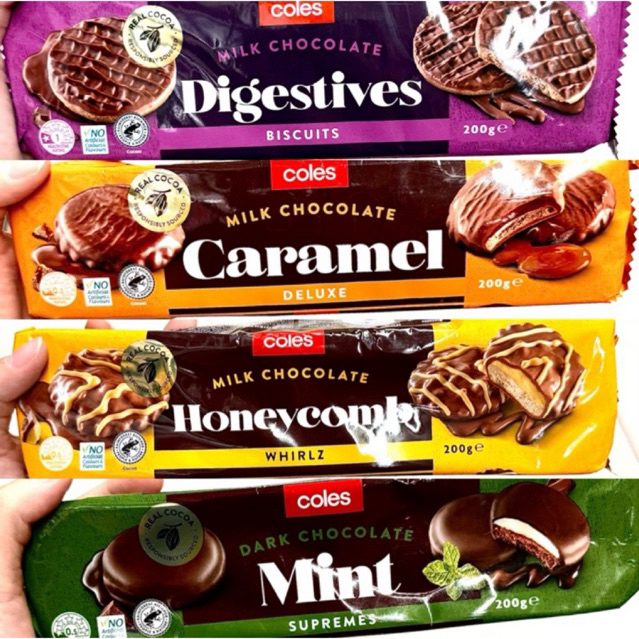 Coles Milk Chocolate Biscuit Digestive/Milk Chocolate Caramel/Milk ...