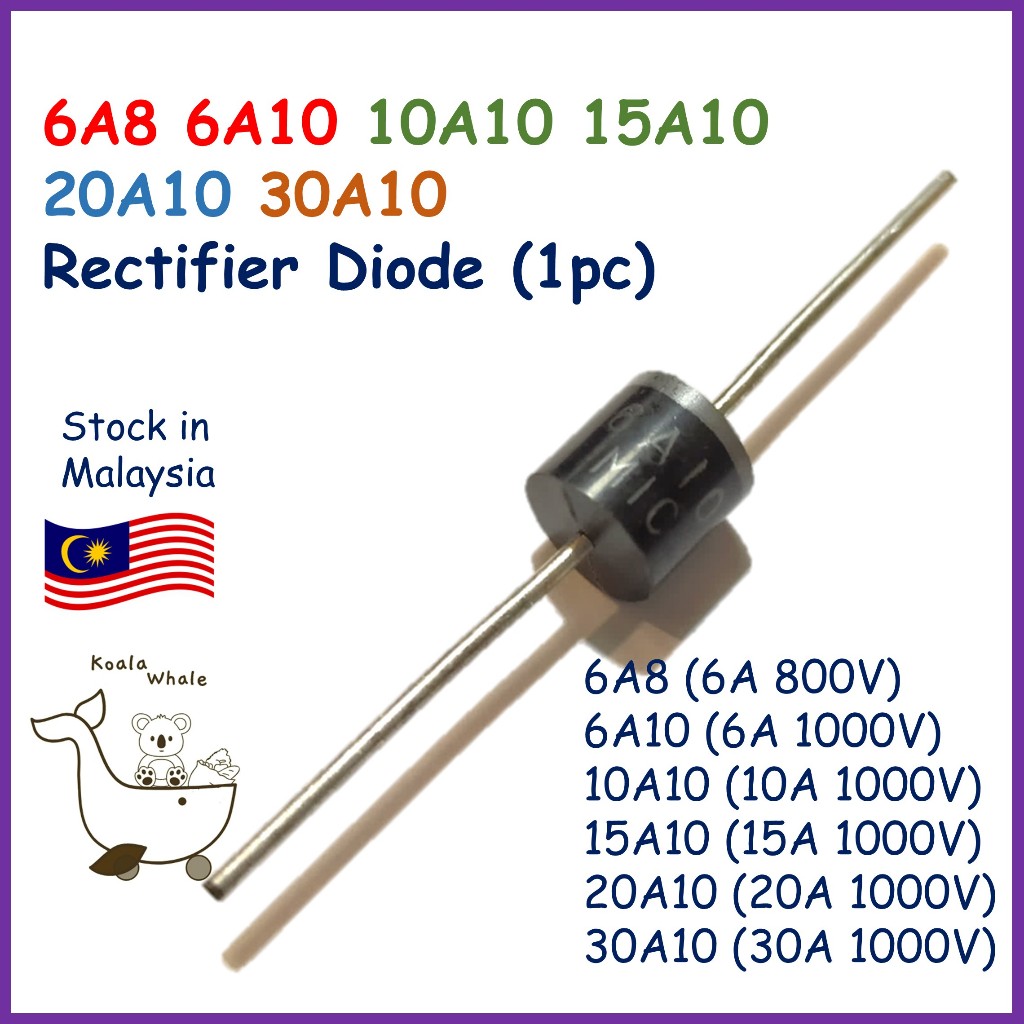 6A8 6A10 10A10 15A10 20A10 30A10 Rectifier Diode 6A 10A 20A 30A 1000V Dioda Diod (1pc) | Shopee ...