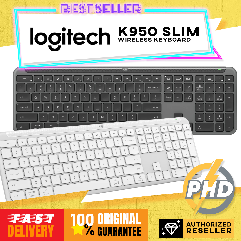 Logitech K950 Signature Slim Wireless Keyboard Sleek Design Switch Typing Between Devices