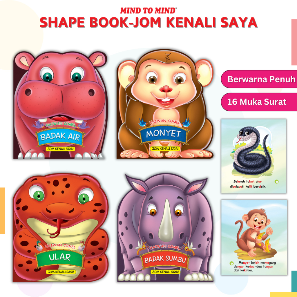 Buku Cerita Kanak-Kanak Haiwan Comel Bacaan suku kata Shape Book ...