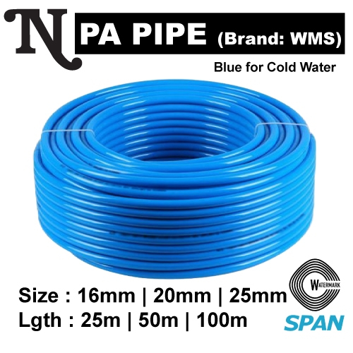 PA Pipe 16mm, 20mm, 25mm (Blue - Cold Water) - 25m, 50m, 100m (WMS ...