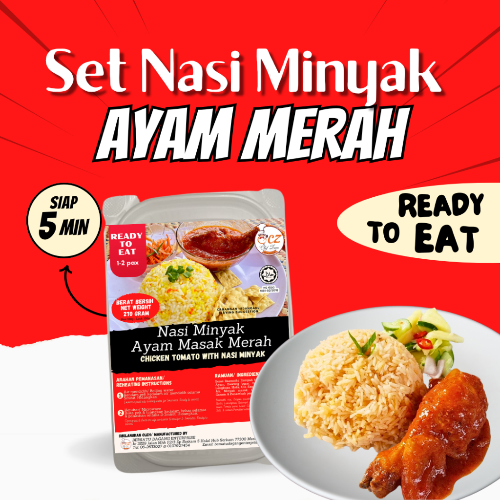 CHEF ZAM Set Nasi Minyak Berlauk TANPA PEK PEMANAS READY TO EAT travel pack | Shopee Malaysia