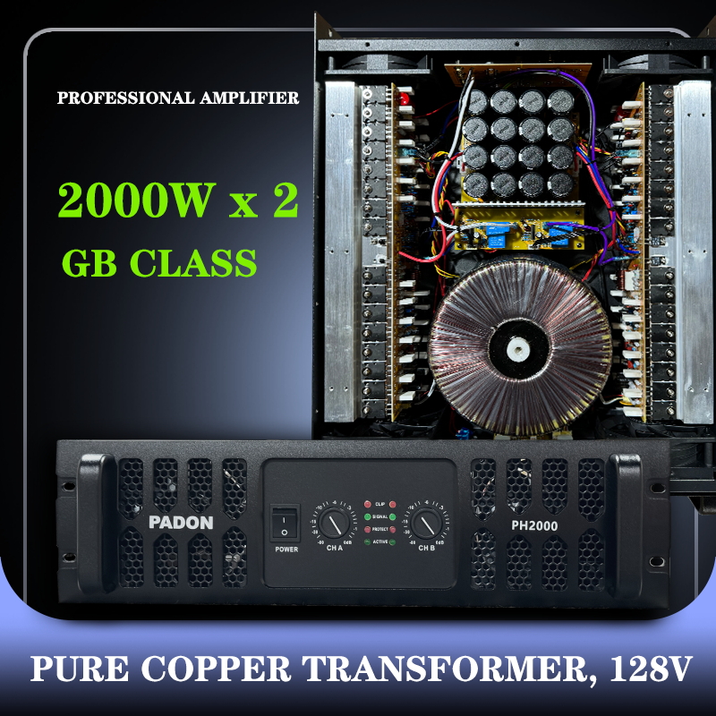 Padon professional amplifier, two channels, GB class, high power, audio power amplifier 2000 ...