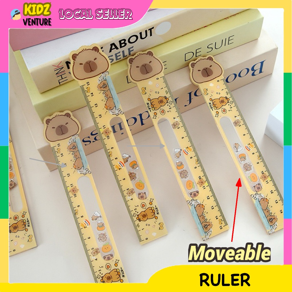 (READY STOCK)Capybara Ruler 15cm Moveable Children Stationery Kid ...