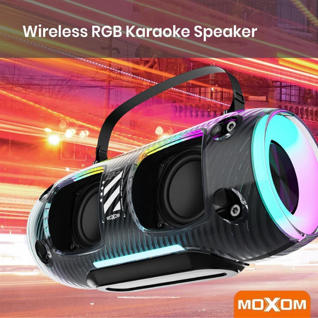 Moxom Mx-SK80 Wireless RGB Speaker Bluetooth Karaoke Light Rainbow ...