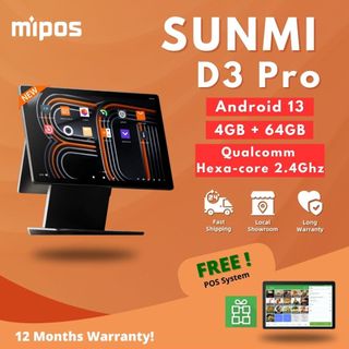 SUNMI D3 PRO Smart Desktop Touchscreen POS Terminal Android 13 Genuine ...