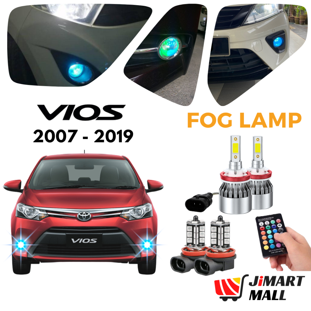 TOYOTA VIOS FOG LAMP LED BULB RGB Remote Color Lampu Spotlight Sport ...