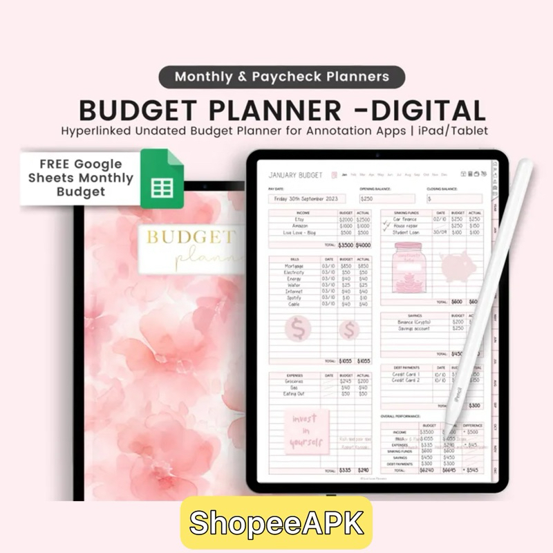 Digital Budget Planner | Finance Tracker & Planner | Digital Budget ...