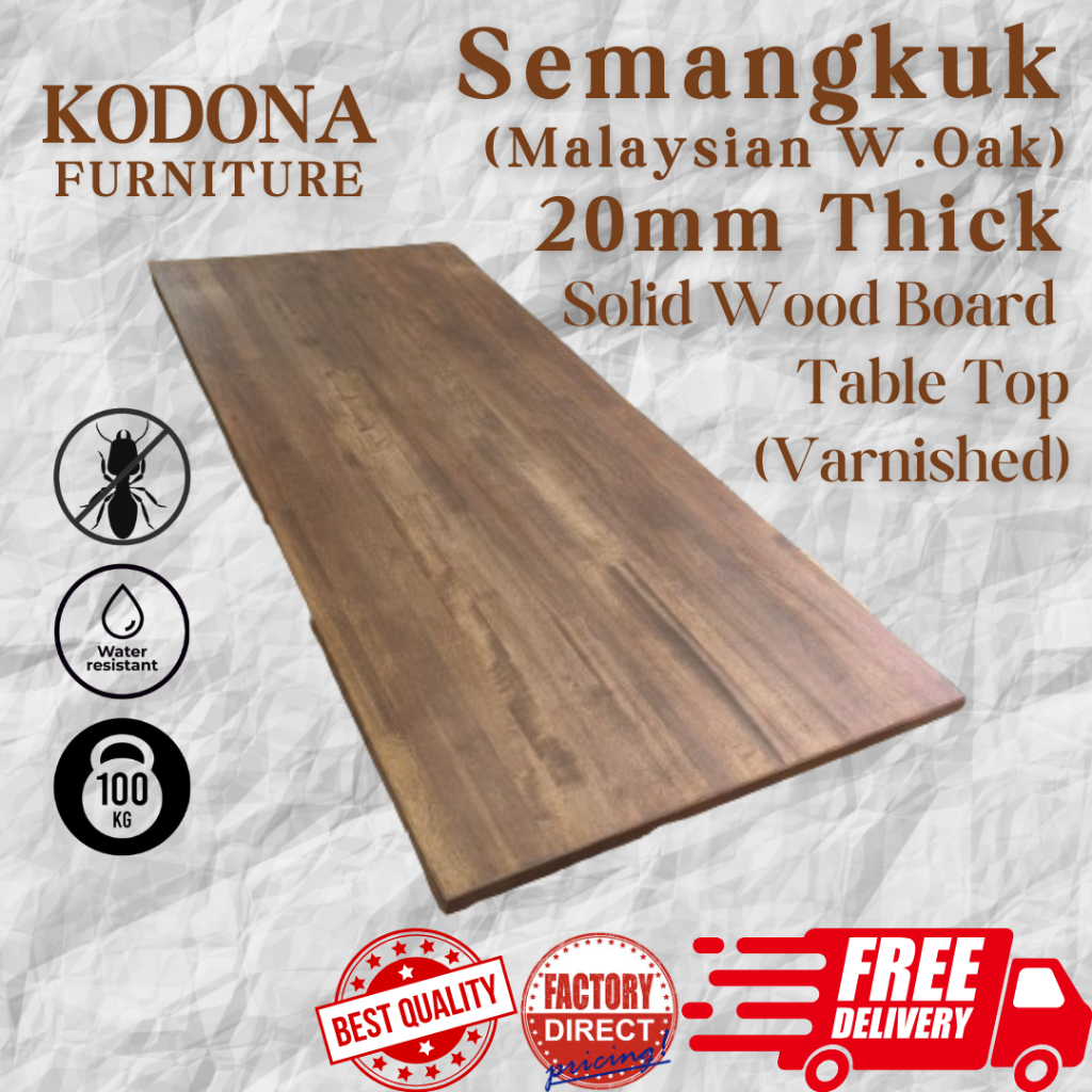 KODONA 20mm Thick Semangkuk (Malaysian W.Oak) Solid Wood Table Top ...