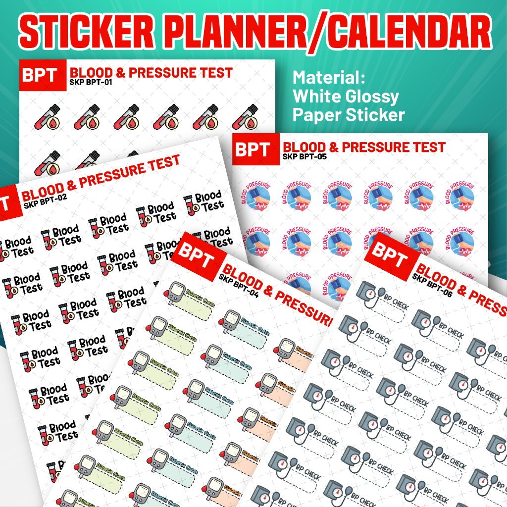 Blood Test | Pressure Test Reminder Calendar Planner Sticker | Icon ...