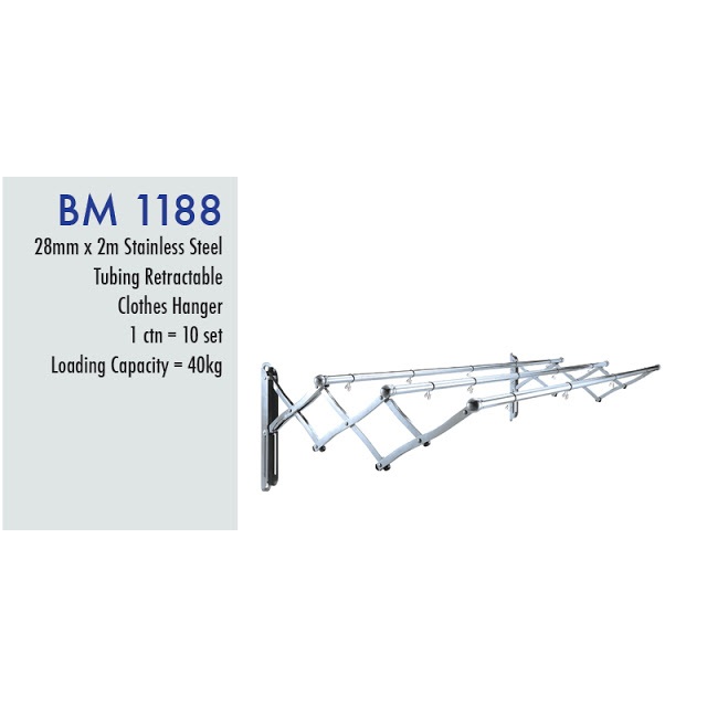 25 MM*2 METER*3 ROD STAINLESS STEEL RETRACTABLE CLOTH HANGING RAKE ...