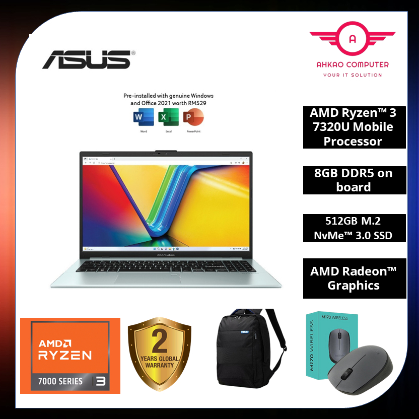 Asus VivoBook Go 15 E1504F-ANJ872WSM 15.6'' FHD Laptop Grey Green ...