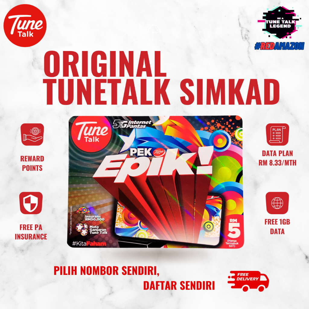 𝐓𝐔𝐍𝐄𝐓𝐀𝐋𝐊 𝐏𝐑𝐄𝐏𝐀𝐈𝐃 𝐒𝐈𝐌𝐂𝐀𝐑𝐃 | Shopee Malaysia