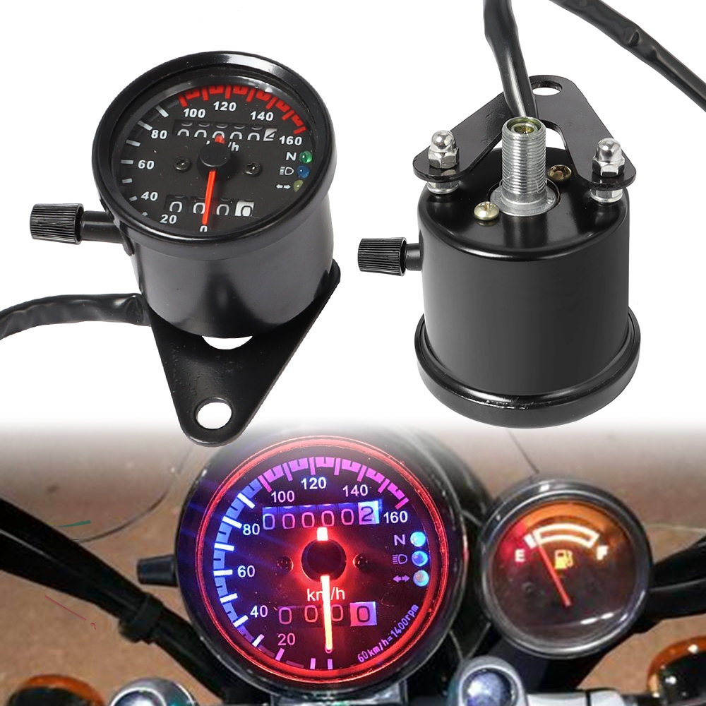 12V Universal Dual Meter Motorcycle Odometer Speedo Meter Speedometer ...