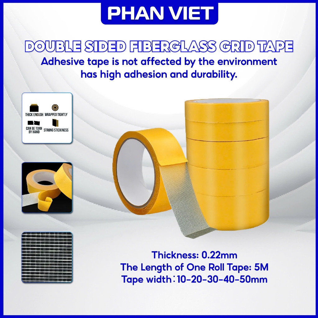 Double Sided Tape High Viscosity Grid Fiber Transparent Sticky Adhesive ...