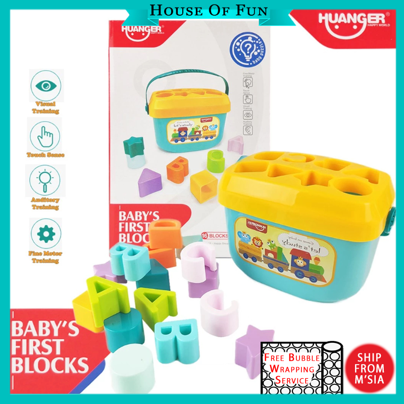 Baby's First Blocks 16pcs Learning Shape Sorting Building Block ...