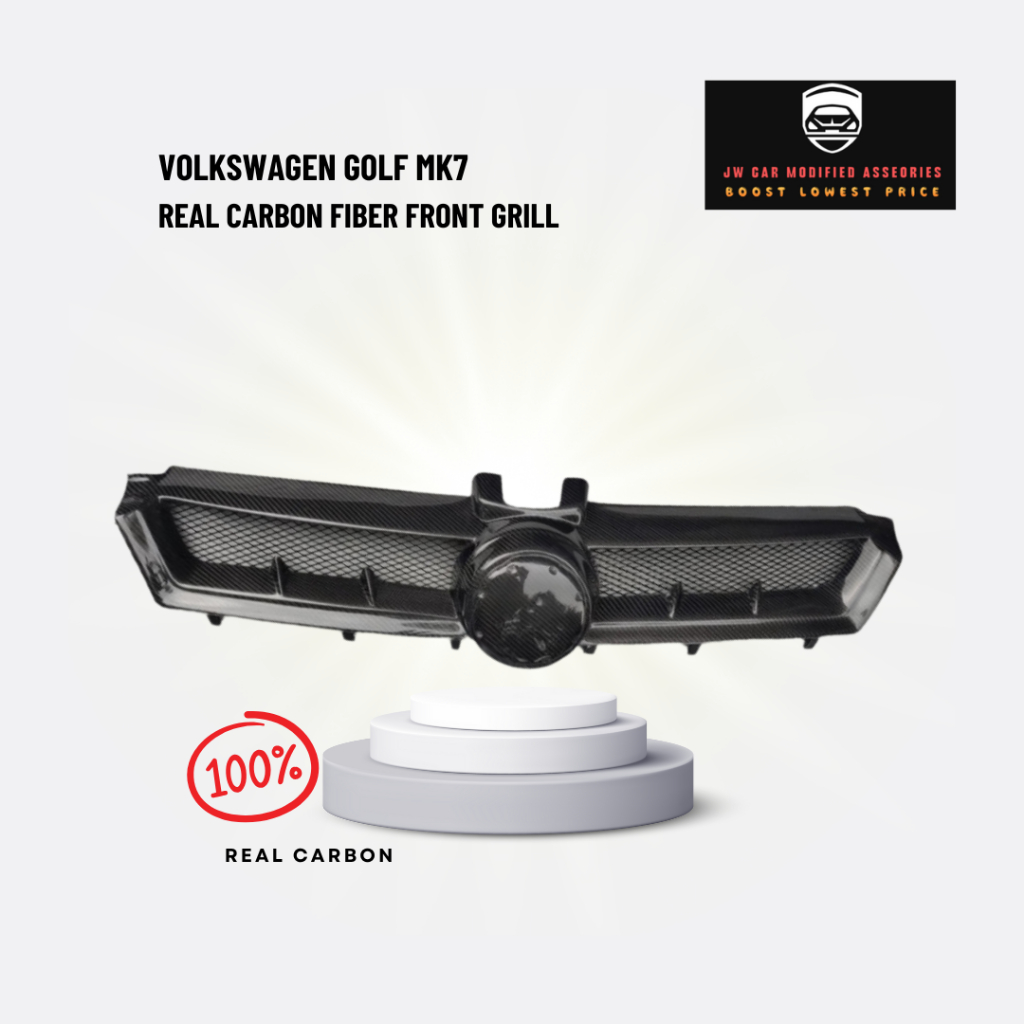 VW Volkswagen Golf Mk7 TSI GTI R Front Grill Carbon Fiber with cf log0 ...