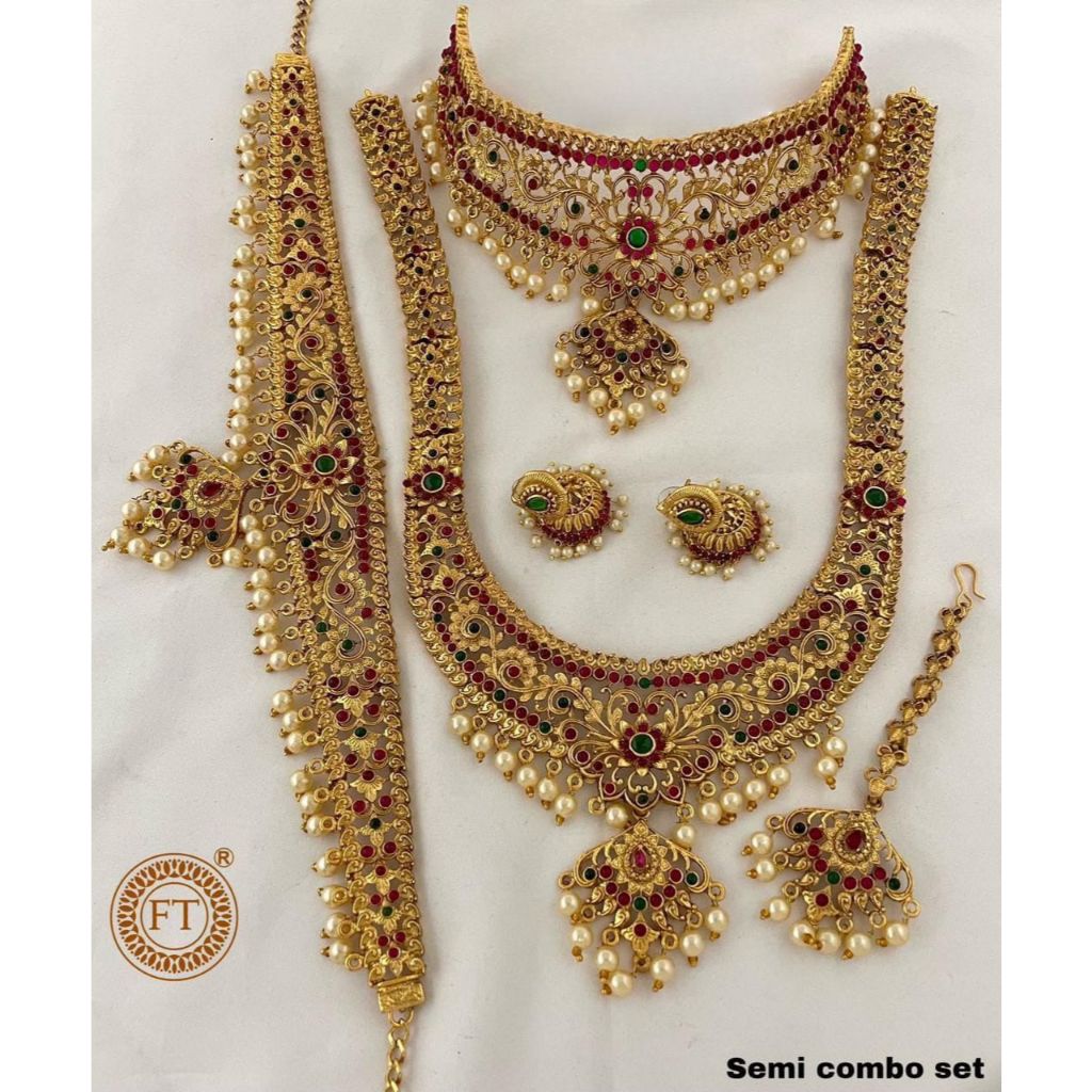 Ready stock Indian Matt finesh semi bridal jewellery set | Shopee Malaysia