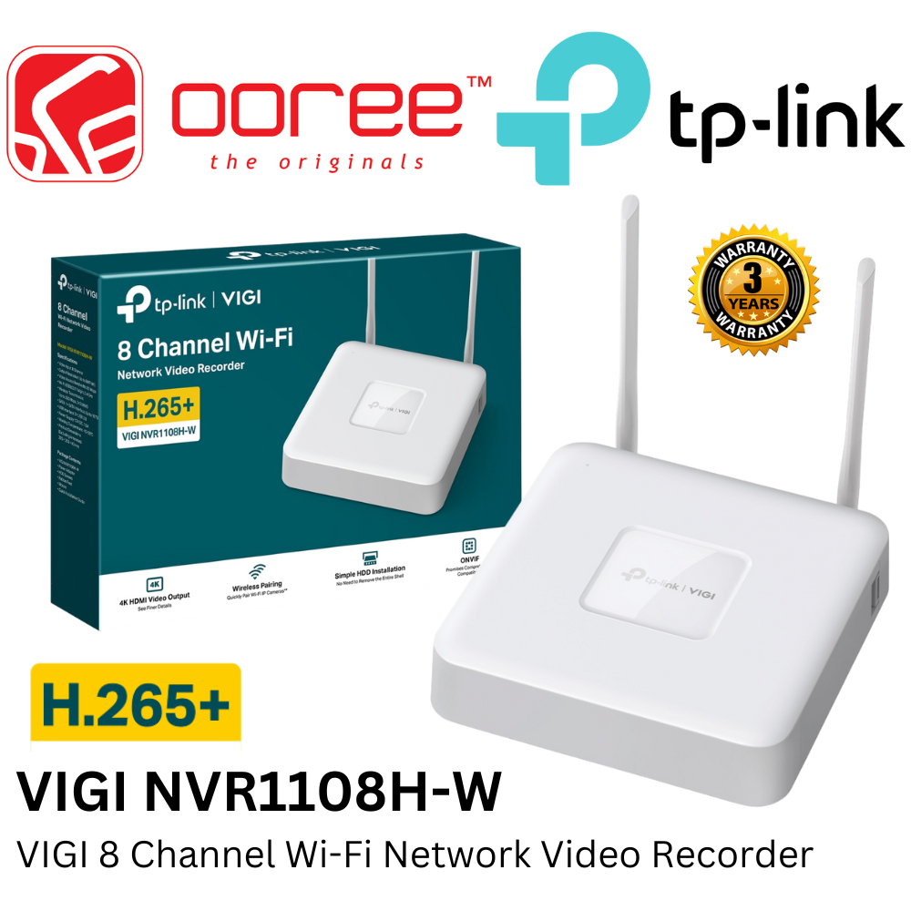 TP-LINK VIGI NVR1108H-W VIGI 8 CHANNEL WI-FI NETWORK VIDEO RECORDER ...