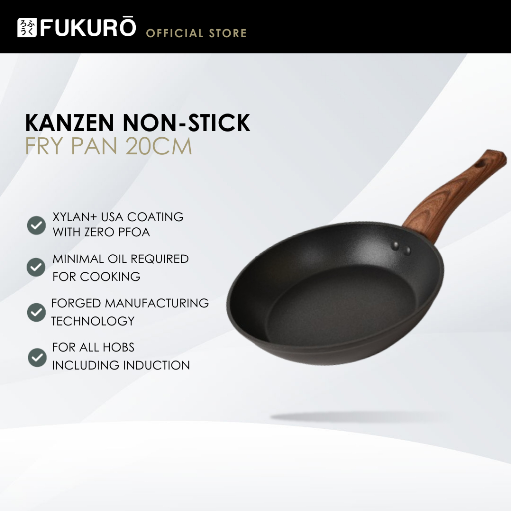Fukuro Kanzen Non-Stick Fry Pan Aluminium Core With Xylan (20cm/24cm/26cm/28cm) | Shopee Malaysia