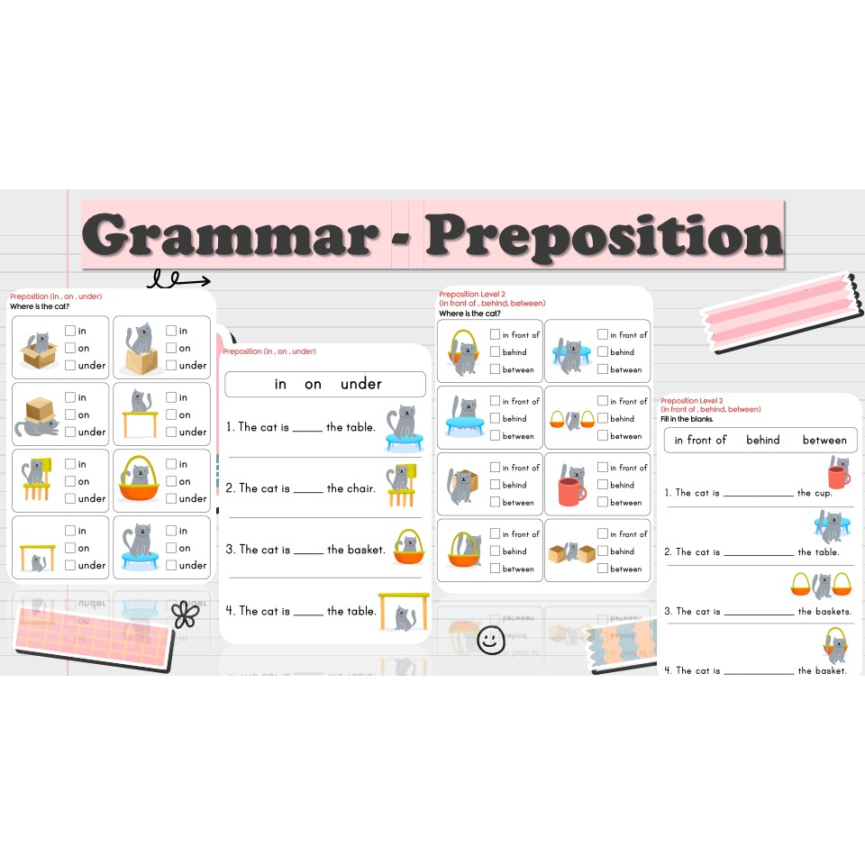 [PRE104] 32 pages Preposition Worksheet for Pre-school PDF Digital version 介词 电子书 | Shopee Malaysia