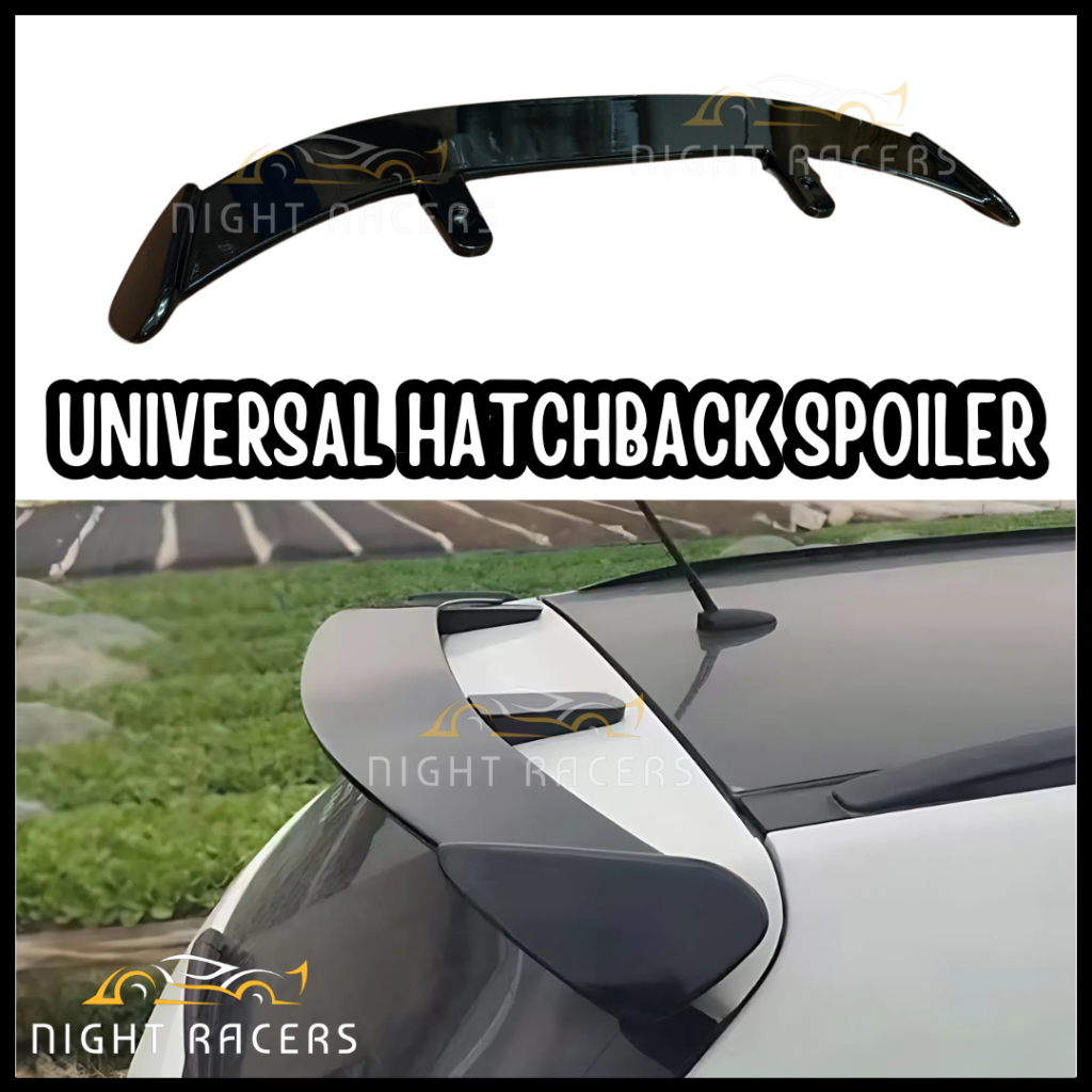 UNIVERSAL HATCHBACK SPOILER WING SPORTY RACING LOOK GLOSS BLACK JAZZ ...