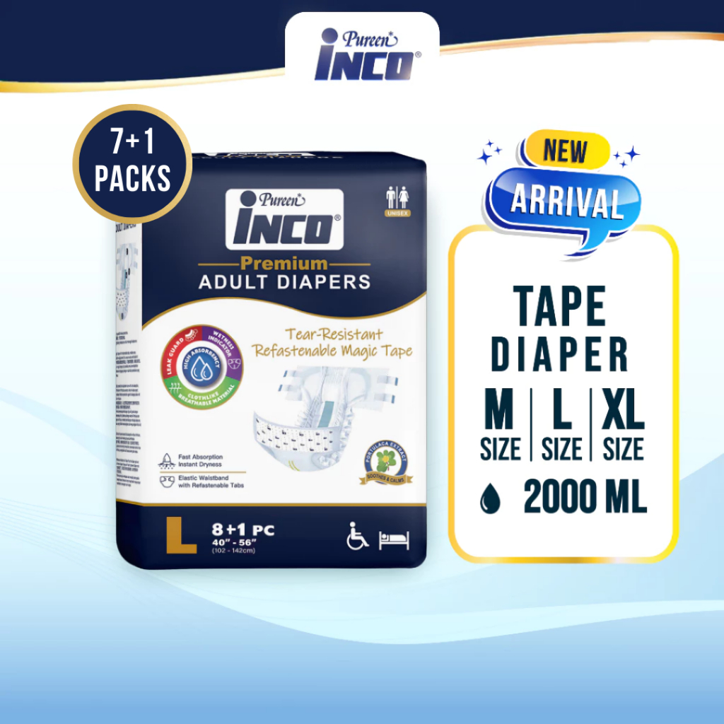 [Bundle Deals] Pureen INCO Adult Diapers (Tape) 7+1 Packs | Shopee Malaysia