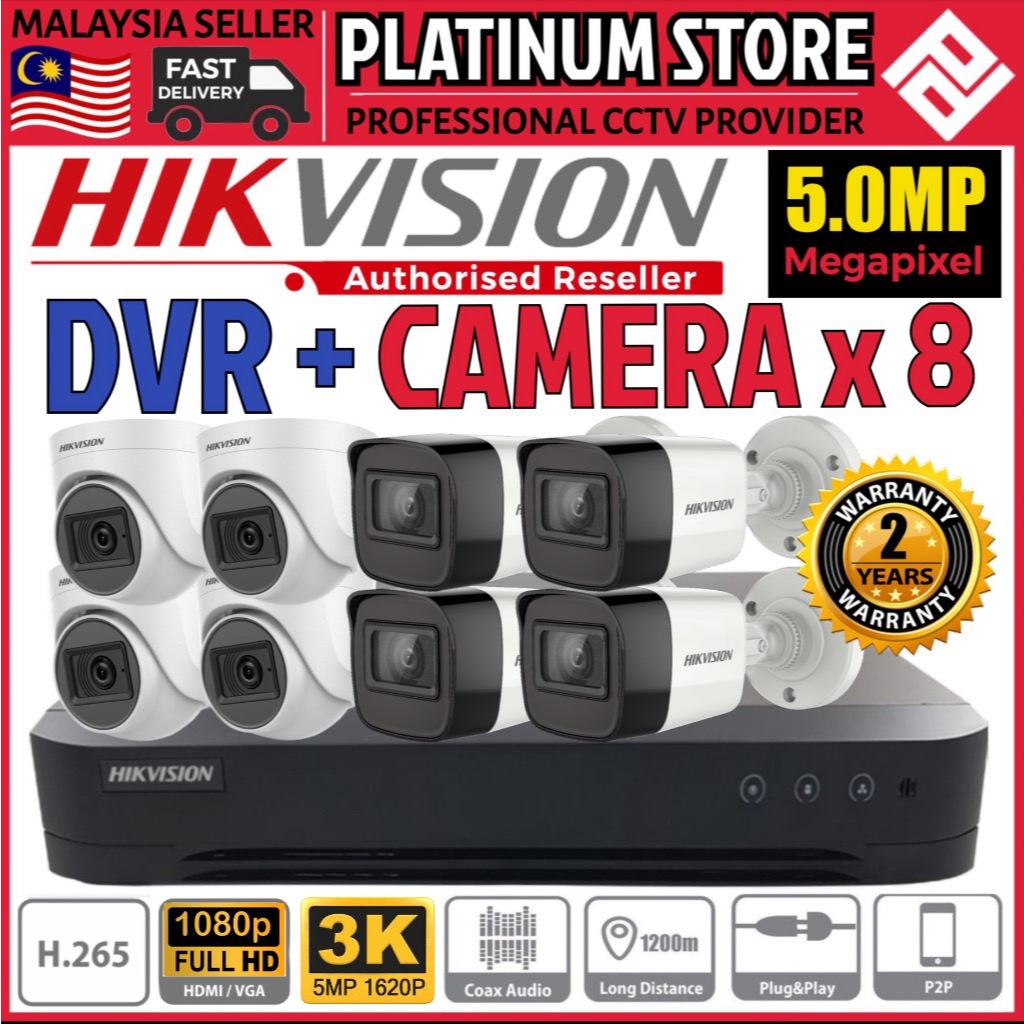 HIK HIKVISION 5MP 8-CHANNEL CCTV Ultra HD 1920P 5.0MP 8CH DVR + Camera ...