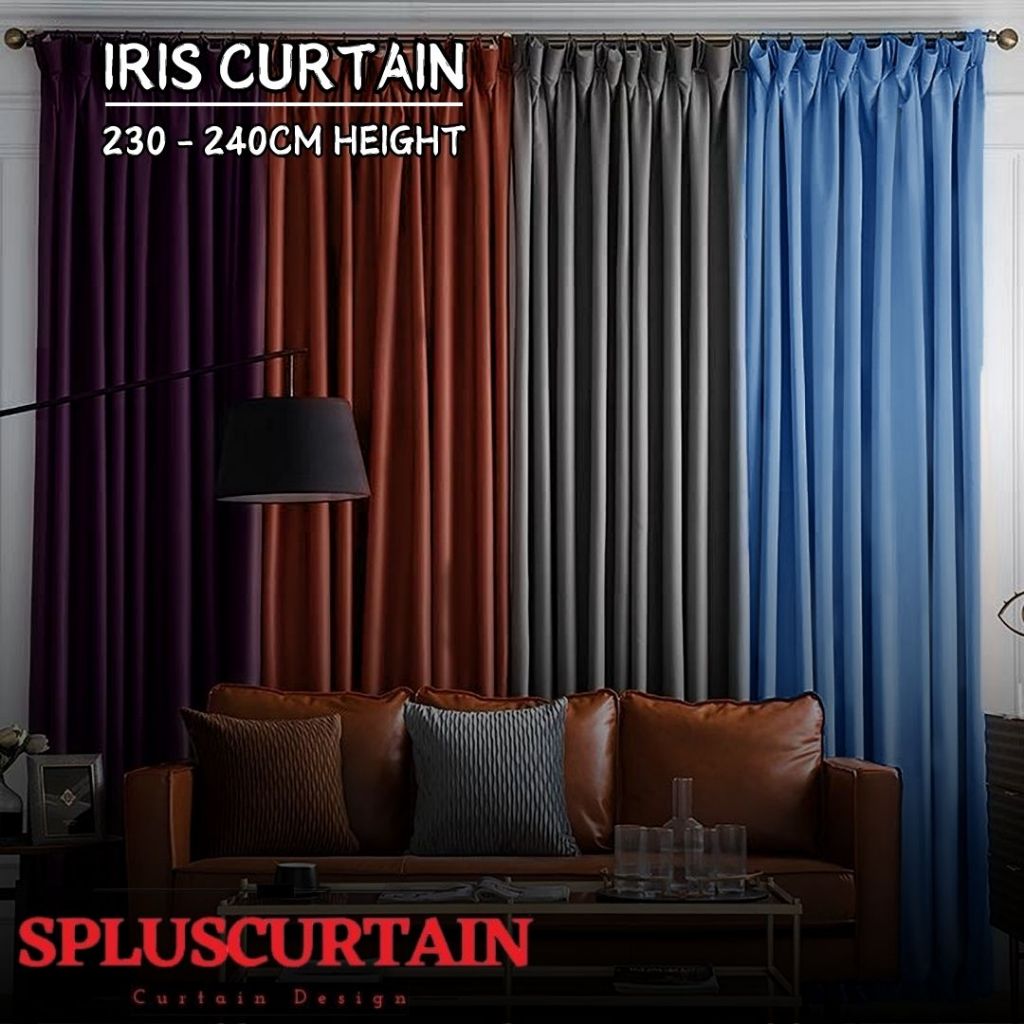 Iris Curtain Mix (230CM-240CM) Semi Blackout Ready made Curtain Type ...