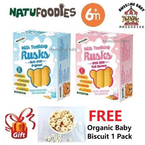 Natufoodies Milk Teething Rusk (15g X 6's) NEW Packing FREE Baby Food ...