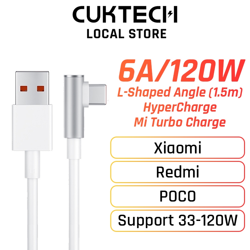 Xiaomi 6A/120W USB Type-C Cable L Shaped 90 Degree Angle Design C-to-A ...