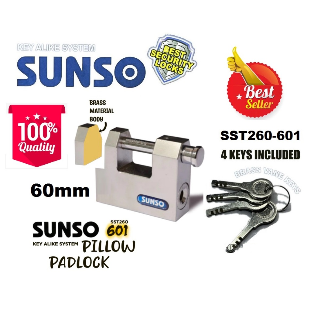 Sunso SST260 (60mm) D-Shaped 4-Keys Security Pad Lock | Shopee Malaysia