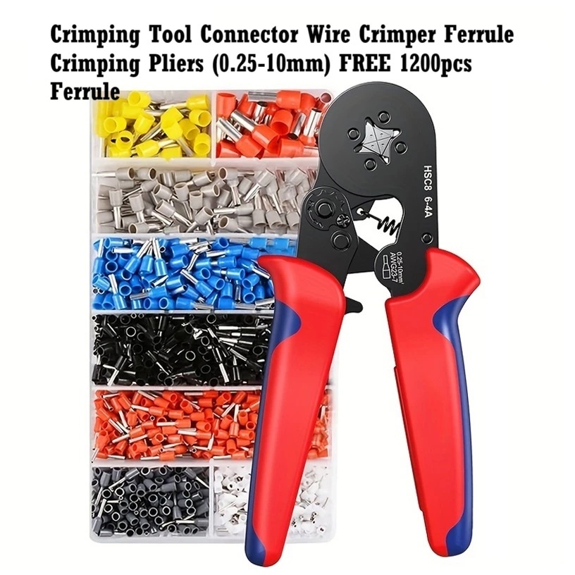 Crimping Tool Connector Wire Crimper Ferrule Crimping Pliers (0.25-10mm ...