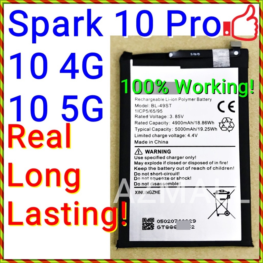 (18W Fast Charge) NEW ORI Long Lasting Stable Battery BL-49ST Tecno ...