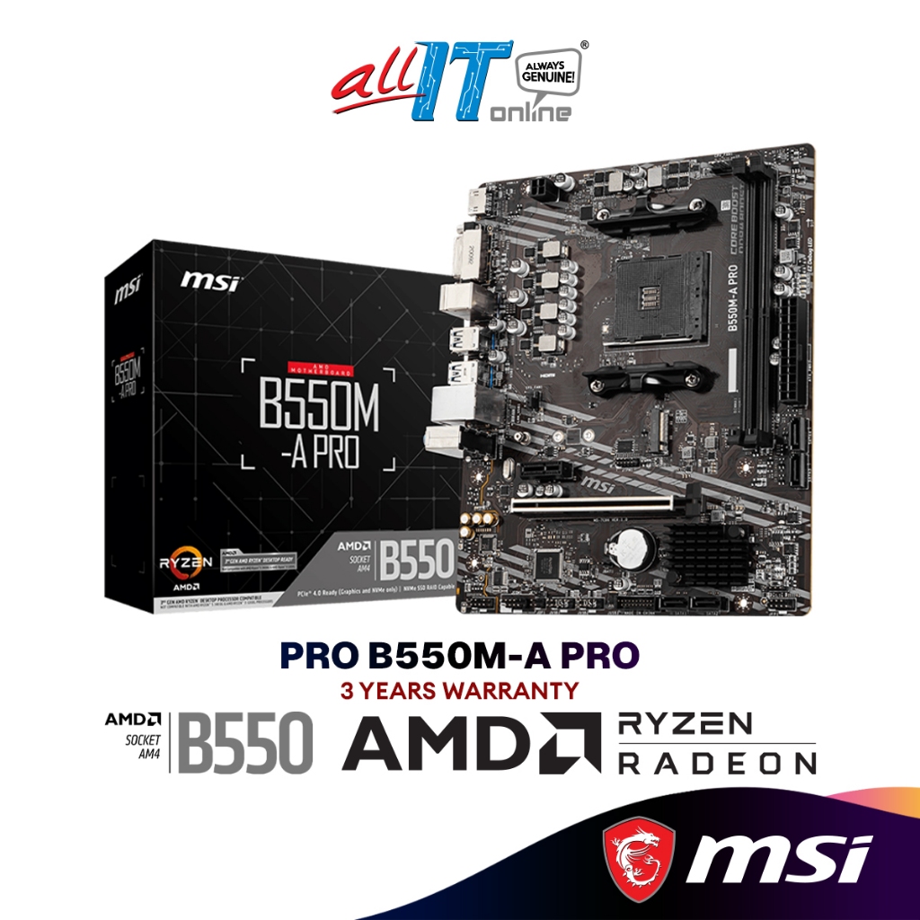 MSI B550M-A PRO Micro ATX (mATX) AMD Motherboard | AMD AM4 Socket ...