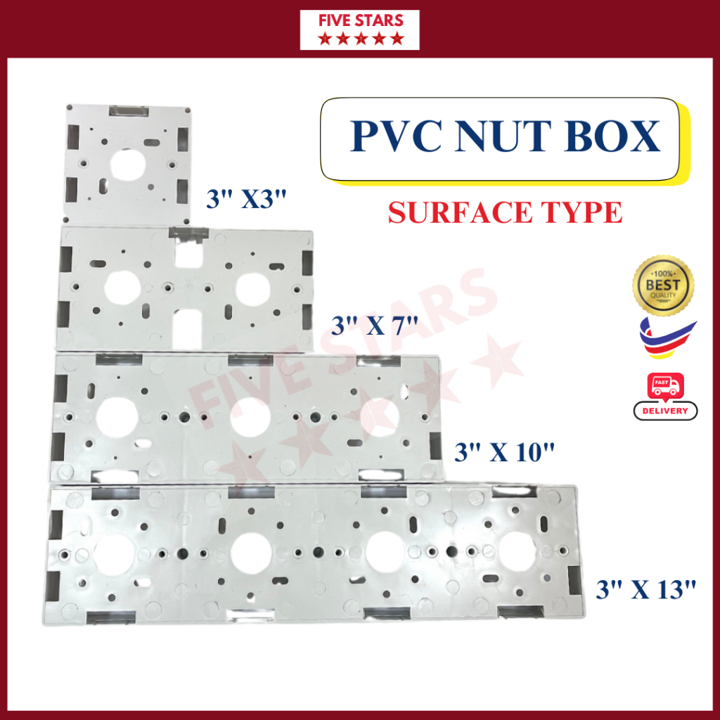 PVC Surface Type Nut Box / Electrical Use Switch Box 3x3 / 3x7 / 3x10 ...