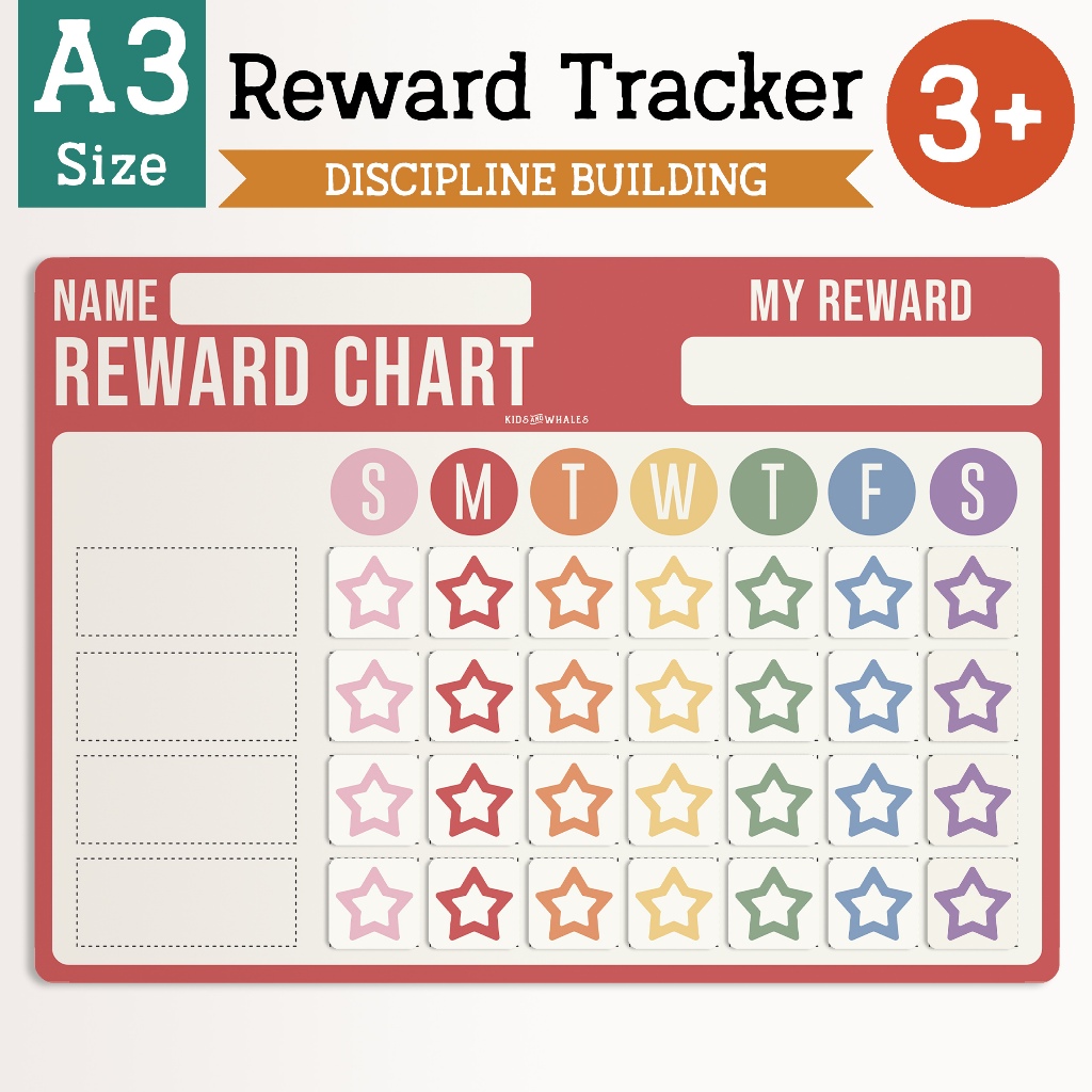 Kids Reward Tracker Reward Chart Reward Sticker Daily Routine Rutin ...