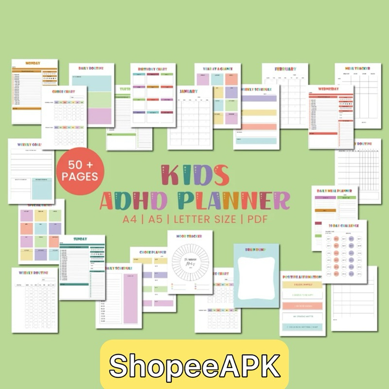 Printable ADHD Planner for Kids, School Checklist, ADHD Student Planner ...