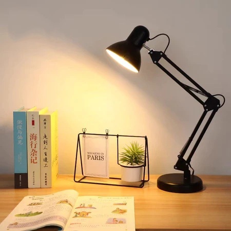 LED Desk Lamp Study Metal Wire Reading Lamp Long Arm Folding Bedroom ...