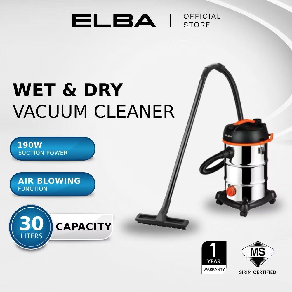 ELBA Wet & Dry Vacuum Cleaner EVC-H1231(SS) - HEPA Filter, Air Blowing ...