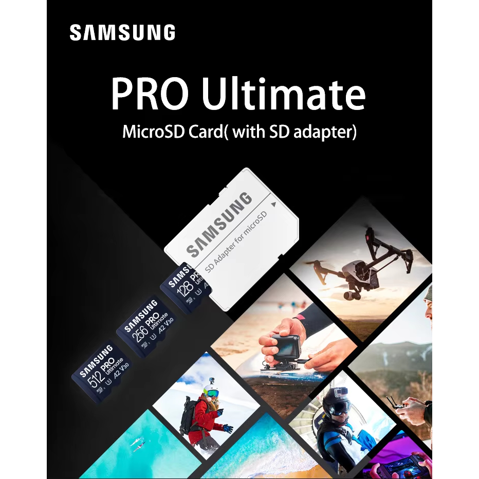 SAMSUNG PRO Ultimate Micro SD Card U3 V30 A2 with Adapter 128 256 512GB ...