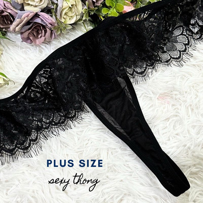 Plus Size Thong Black Sexy Thong | Shopee Malaysia