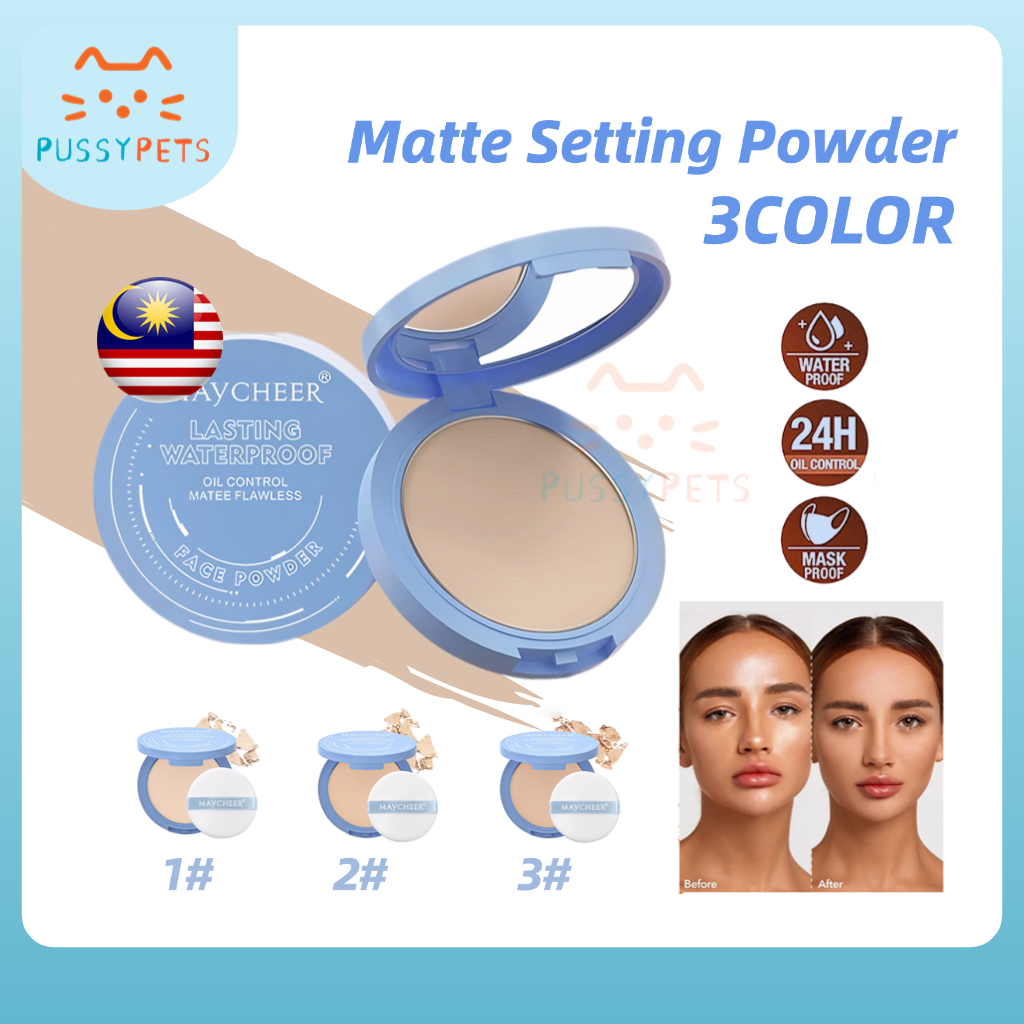 Bedak Compact Waterproof Pressed Powder Matte Lightweight Oil ...