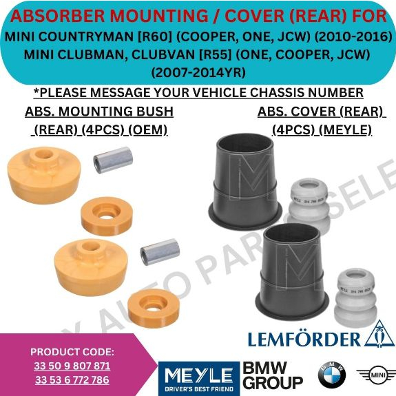 MINI ABSORBER MOUNTING, COVER, STOPPER (REAR) FOR MINI COUNTRYMAN [R60 ...