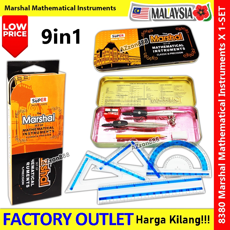 Super Marshal Mathematical Instruments Classic & Precision Geometry Set ...